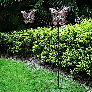 newvivid Outdoor Solar Garden LED Light, Solar Butterfly Metal Lights Decoration Housewarming Gifts for Women Mom, Garden Stake Light for Pathway Yard Lawn Patio Landscape Decor (1 Pack)