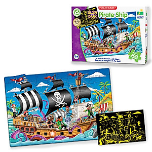The Learning Journey Puzzle Doubles Glow In The Dark - Pirate Ship - 100 Piece Glow In The Dark Preschool Puzzle (3' X 2') - Educational Gifts for Boys & Girls Ages 3 & Up, Multi (113851)