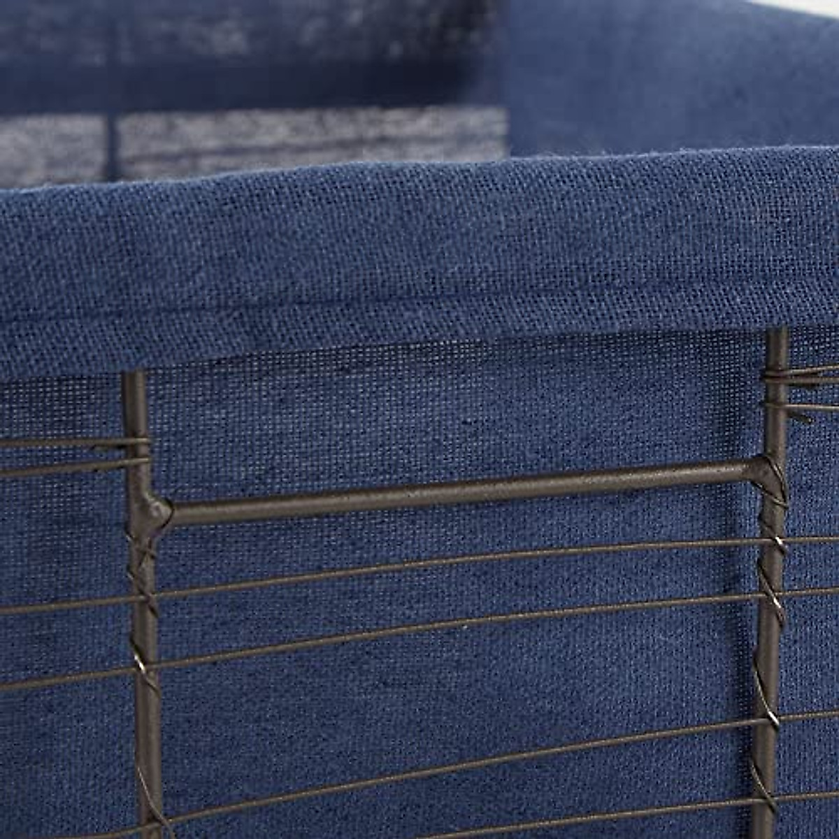 DII Farmhouse Chicken Wire Storage Baskets with Liner, Medium, Vintage French Blue, 11x7.88x7", 2 Piece