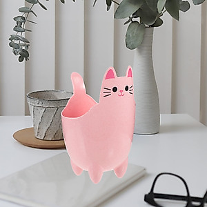 Mini Trash Can, Cute Cat Wastebasket, Plastic Desk Trash Can, Tiny Waste Basket Tabletop Countertop Garbage Cans Pencil Storage Bucket for Home, Office