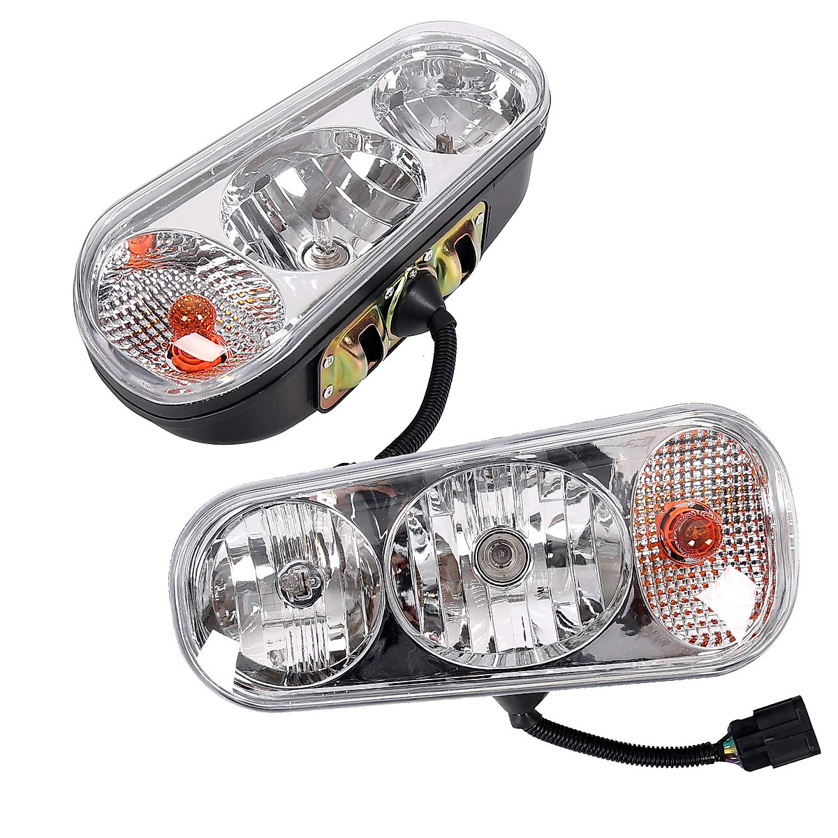 Universal Snow Plow Lights Headlight Halogen Headlamp Lamp KIT Kit Compatible with Boss Western Meyer Blizzard Curtis Snowdog Replace for 1311100