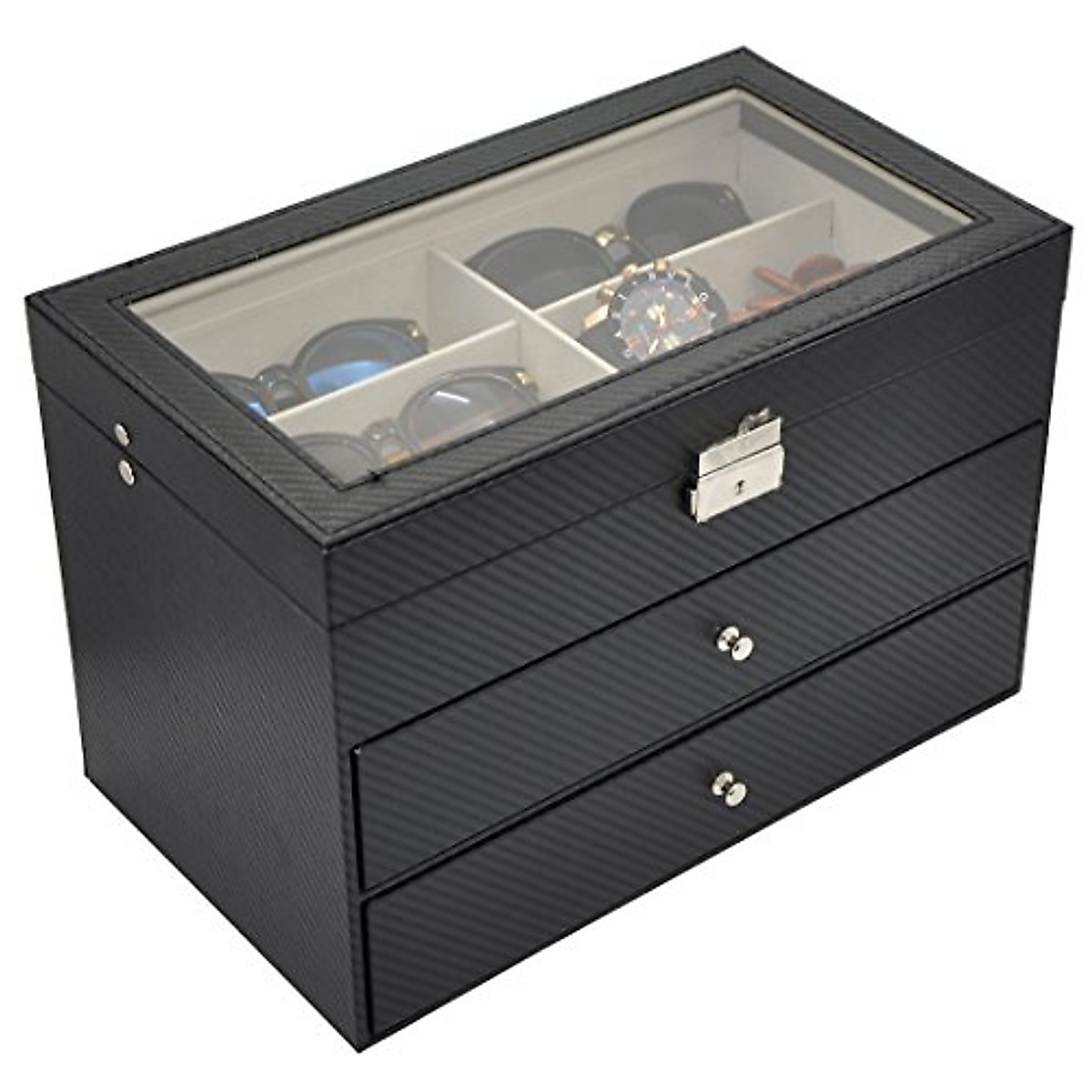 ADTL 3 Layer 18 Slots Eyeglass Sunglass Storage Box Display Glasses Textured Pattern