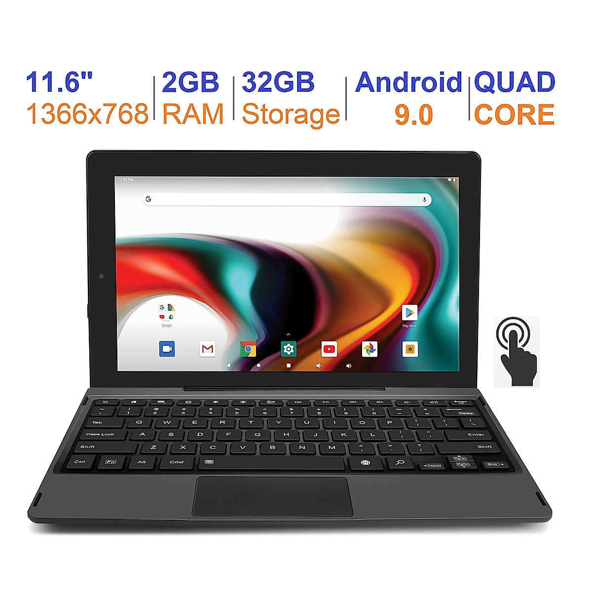 RCA 11 Delta Pro 11.6 Inch Quad-Core 2GB RAM 32GB Storage IPS 1366 x 768 Touchscreen WiFi Bluetooth with Detachable Keyboard Android 9.0 Tablet (Black)