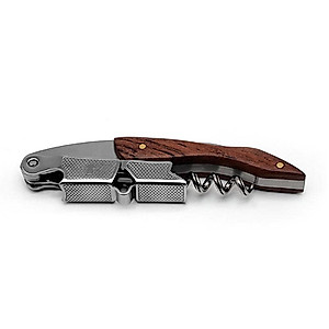Wine Opener - Professional Corkscrew for Wine Bottles w/Foil Cutter and Cap Remover - Manual Wine Key for Servers, Waiters, Bartenders and Home Use. With its leather pouch.