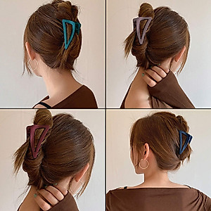 GKDKV Hair Claw Clips French Matte Hair Claw Triangle Plastic Hair Clips for Women and Girls Thin Hair, Strong Hold for Thin Curly Straight Long Hair (Vivid Color)