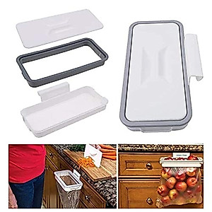 LARATH Plastic Hanging Trash Bag Holder Small Cabinet Kitchen Cupboard Door Garbage Storage Rack Can with Lid,1 Pcs