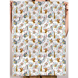 CENTRAL 23 Baby Shower Wrapping Paper Neutral - 6 White Gift Wrap Sheet - Musical Animals - Birthday Wrapping Paper Girls Boys Kids - Comes With Fun Stickers