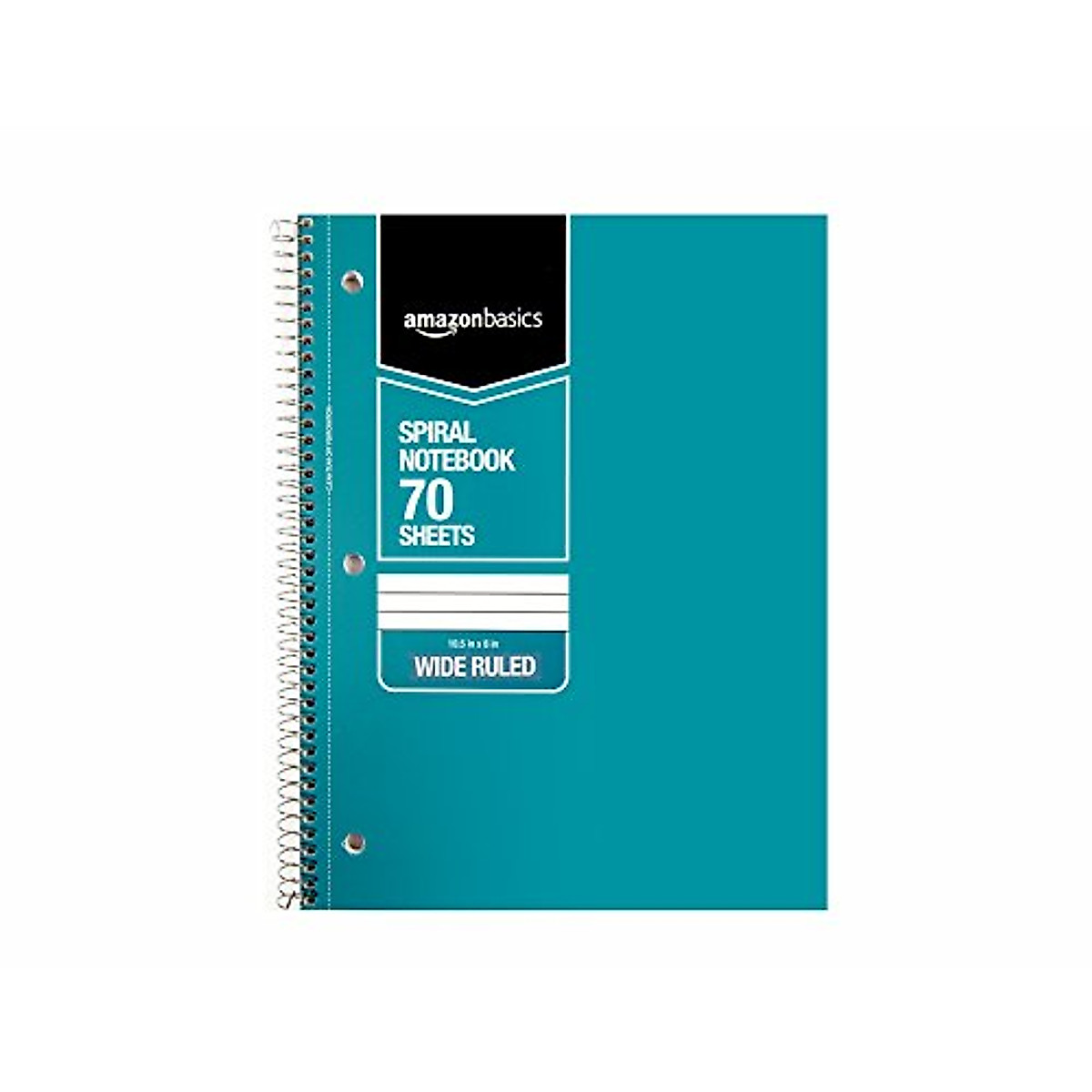 Amazon Basics Wide Ruled Wirebound Spiral Notebook, 70-Sheet, 5 Pack, Multicolor