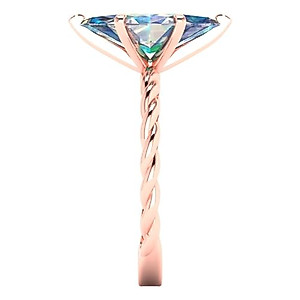 Clara Pucci 2ct Marquise Cut Solitaire Rope Twisted Knot Blue Moissanite Engagement Promise Anniversary Ring 18K Rose Gold Women 6.25