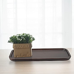JOIKIT 14 x 5.9 Inch Walnut Wooden Rectangle Tray, Bathroom Tray Platter Solid Wood Decorative Serving Tray Plate for Cookie, Bread, Cheese, Coffee, Tea