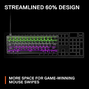 SteelSeries Apex Pro Mini Mechanical Gaming Keyboard – World’s Fastest Keyboard – Adjustable Actuation – Compact 60% Form Factor – RGB – PBT Keycaps – USB-C (Renewed)