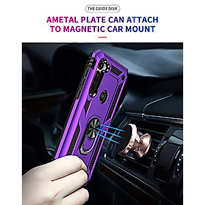 Moto G Stylus (2020) Case, Moto G Pro (2020) Case, with Tempered Glass Screen Protectors, Androgate Ring Kickstand Car Mount Shockproof Cover Case for Motorola Moto G Stylus/Pro, Purple