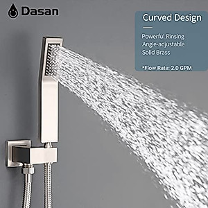 DASAN Tub Shower Faucets Sets Complete Brushed Nickel Bathtub Shower System with Tub Spout, Bathtub Faucet Set Tub and Shower Faucet Combo Trim Kit with Rough-in Valve, DA-SS03BN-S10W