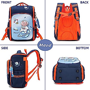 Maod Toddler Backpack for Boys Kids School Cute Elementary Backpacks with Padded Shoulders and A Free Pendant (Navy Blue)