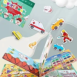 JIFOVER Early Education Enlightenment Quiet Sticker Toy,Keep Your Kids Away from Electronics,2023 New Toddler Busy BookEducational Toddler Books Educational Toys for 2-6 Year Old Kids (5pcs)