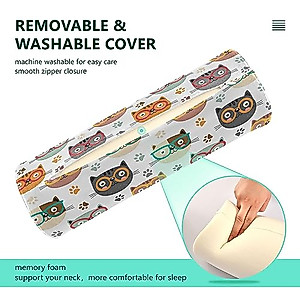 Vnurnrn Cute Faces Cats Neck Support Pillow Round Neck Roll Bolster Cylinder Pillow Cervical Pillows Body Pillow for Leg Knee Back Head Support for Gifts Camp Study Work
