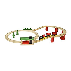 BRIO World 33424 - Classic Deluxe Railway Set - 25 Piece Wood Train Set with Accessories and Wooden Tracks for Kids Ages 2 and Up