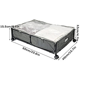 2PC Under Bed Storage Containers with Wheels,Metal Underbed Storage with Handle, Tool-free Assembly Foldable Under Bed Shoe Storage Organizer Bins Drawer for Bedroom Clothes Blankets Shoes ( Color : B