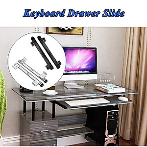 Drawer Slides for Under Desk Keyboard Shelf - 1-Pair Heavy Duty Metal Ball Bearing Slides, Smooth, Less Noise, for Computer Keyboard Tray Assembly Kit, Cabinet Drawer Rails (size : Black, Size : 14 (S