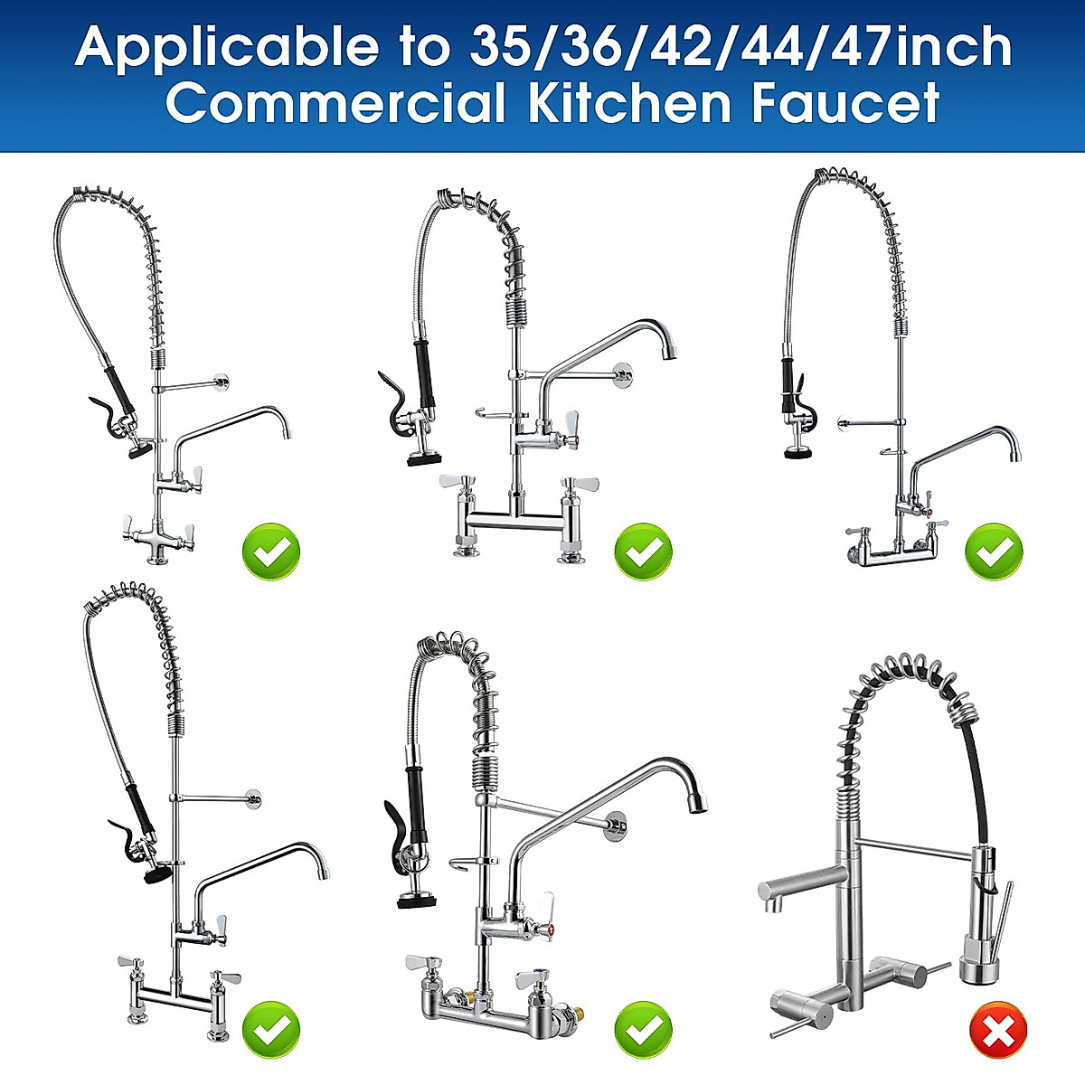 Lanceler Spray Valve with 44" Pre Rinse Hose, Pre Rinse Sprayer with Stainless-Steel Hose Replacement Kit for Commercial Kitchen Sink Faucet - Gray