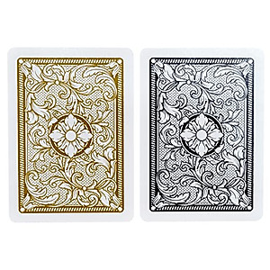 Copag Legacy Design 100% Plastic Playing Cards, Poker Size Jumbo Index Black/Gold Double Deck Set
