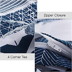 HYPREST Bohemian Duvet Cover Queen Size -Blue and Teal Duvet Cover Soft Lightweight Comforter Cover Set, Oeko-TEX Certificated (No Comforter)