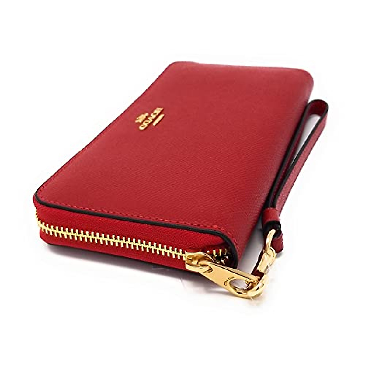 Coach Women's Long Zip Around Wallet (Crossgrain Leather, Gold - 1941 Red)