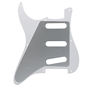 IKN 8 Hole Strat Pickguard Electric Guitar Pickguard Scratch Plate with Screw for Vintage Style Strat Guitar Parts, 4Ply White Pearl