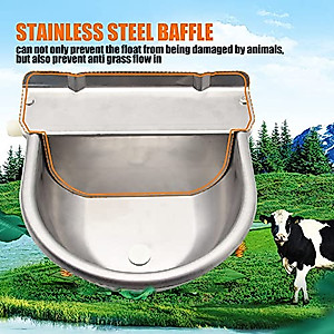 APlayfulBee Automatic Waterer Livestock Water Bowl Stainless Steel Trough with Float Valve for Cattle Cow Pig Sheep Pet Dog with Drain Plug