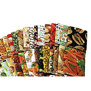 10 Fat Quarters - Food Fat Quarter Bundle Kitchen Culinary Cuisine Fruit Veggies Candy Cotton Fabrics Quality Quilters Cotton Fabrics M228.04