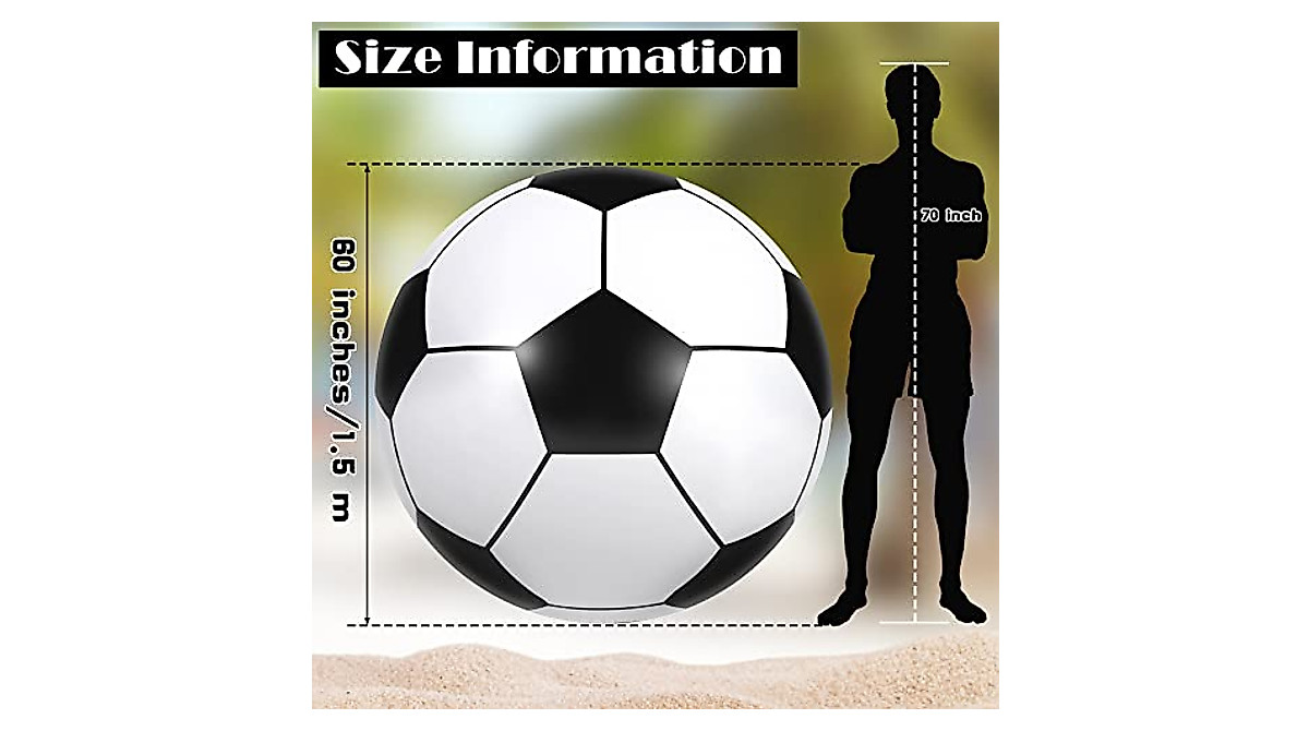 ELCOHO 60 Inch Inflatable Beach Ball Jumbo Inflatable Soccer Ball Pool ...