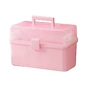 YS0911 For Creative Pink Plastic Storage Box With Handle Multi Layers Kids Children Hair Accessories Container Bin Portable Multipurpose Jewelry Art Crafts Organizer Kids Hair Container