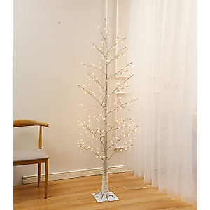 AUDENI 6FT Twinkling Light Birch Tree with 256 Warm White LED Fairy Lights Indoor/Outdoor for Garden Home Christmas Valentine’s Day Holiday Decoration
