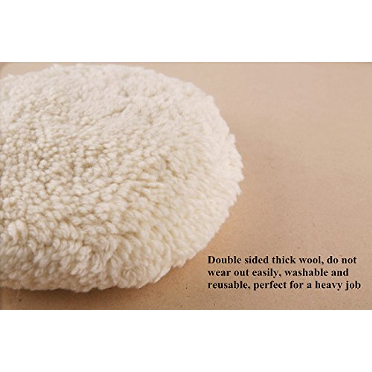 OKAYDA Genuine Wool Polishing Waxing Pads Buffing Pads for Car Polisher Boat Polisher 7' Single Sided / 7 Double Sided (Double Sided)