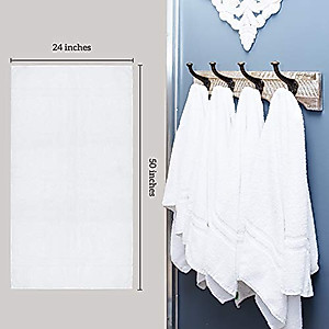 GREEN LIFESTYLE Luxury Bath Towel - White Large Bath Towels Pack for Spa, Gym, Bathroom, Hotel - 86% Cotton 14% Polyester -Super Soft, Thick and Absorbent 24 x 50 Bulk Bath Towel - (8-Pack)