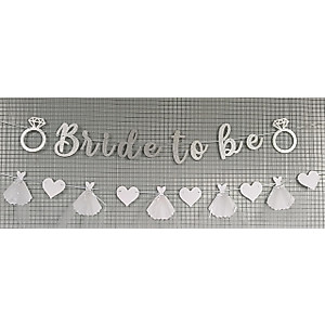 Pre-Strung Bride to Be Banner - NO DIY - Bridal Shower Banner,Bachelorette Bridal Party Decorations - Silver Glitter