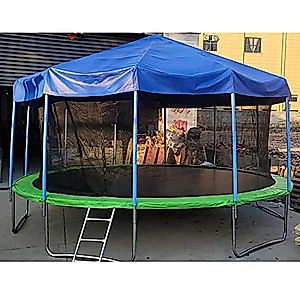 Trampoline Canopy 6/8/10/12/13/14/15/16FT Trampoline Sun Shade Cover Outdoor Fitness Backyard Trampoline Tent Accessories, 15FT 5 Legs 10 Pillars
