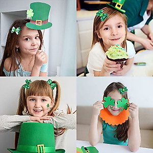 Whaline 6Pcs St. Patrick's Day Hair Bow Clips Glitter Shamrock Leather Bow Hair Pins Green Clover Bow Alligator Hair Barrettes for Toddlers Teens Girls Kids Irish Holiday Party Hair Accessories