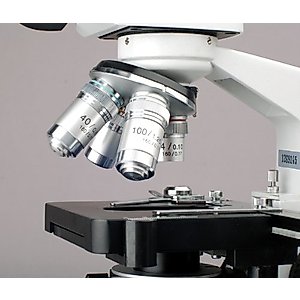 AmScope T120B-9M Digital Professional Siedentopf Trinocular Compound Microscope, 40X-2000X Magnification, WF10x and WF20x Eyepieces, Brightfield, LED Illumination, Abbe Condenser with Iris Diaphragm, Double-Layer Mechanical Stage, 100-240VAC, Includes 9MP