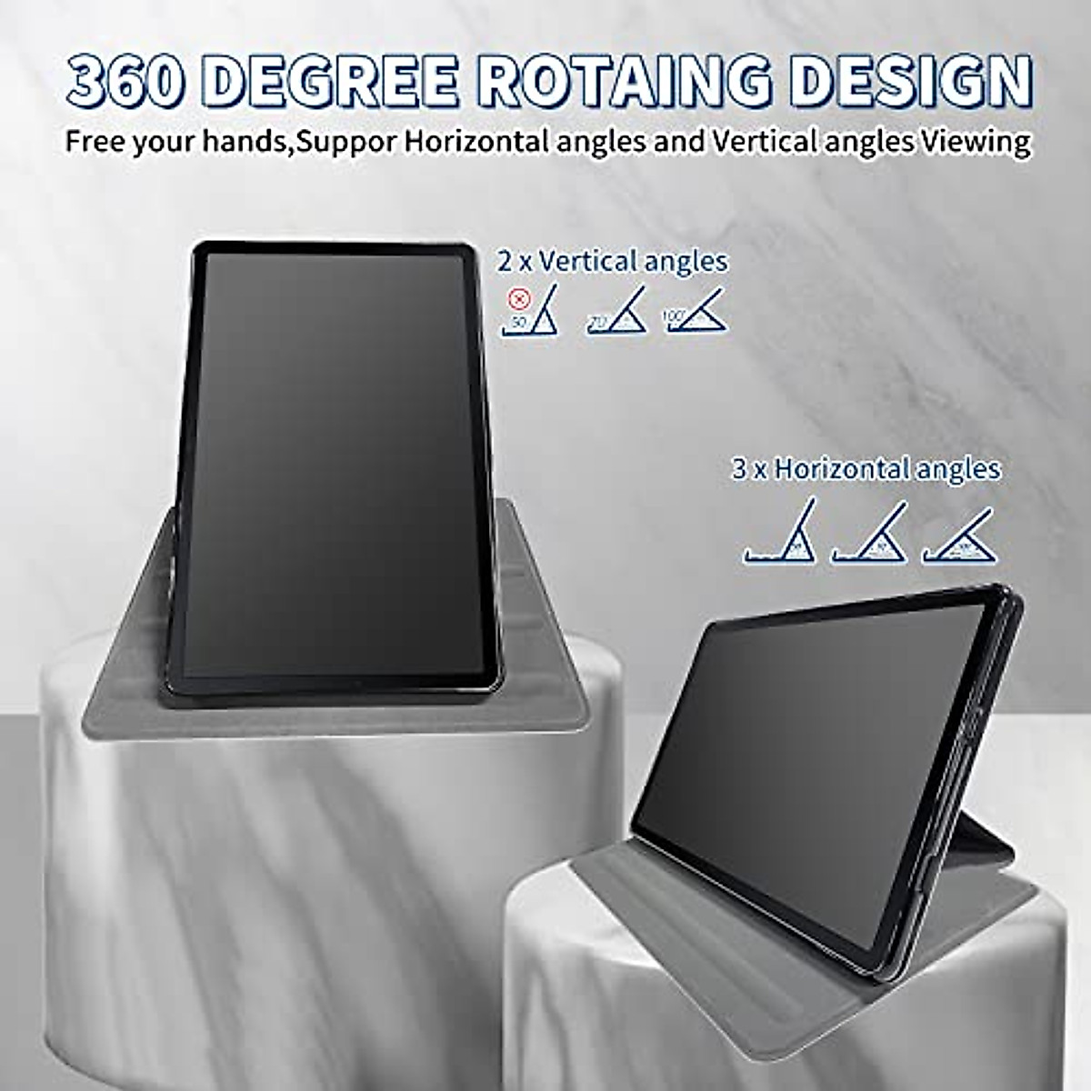 BFSEROBJ for Kindle Fire 7 Tablet Case 9th/7th Generation 2019/2017 Release 7 inch 360 Rotating Degree Stand Lightweight Protective Smart Cover with Auto Wake/Sleep - Bookshelf