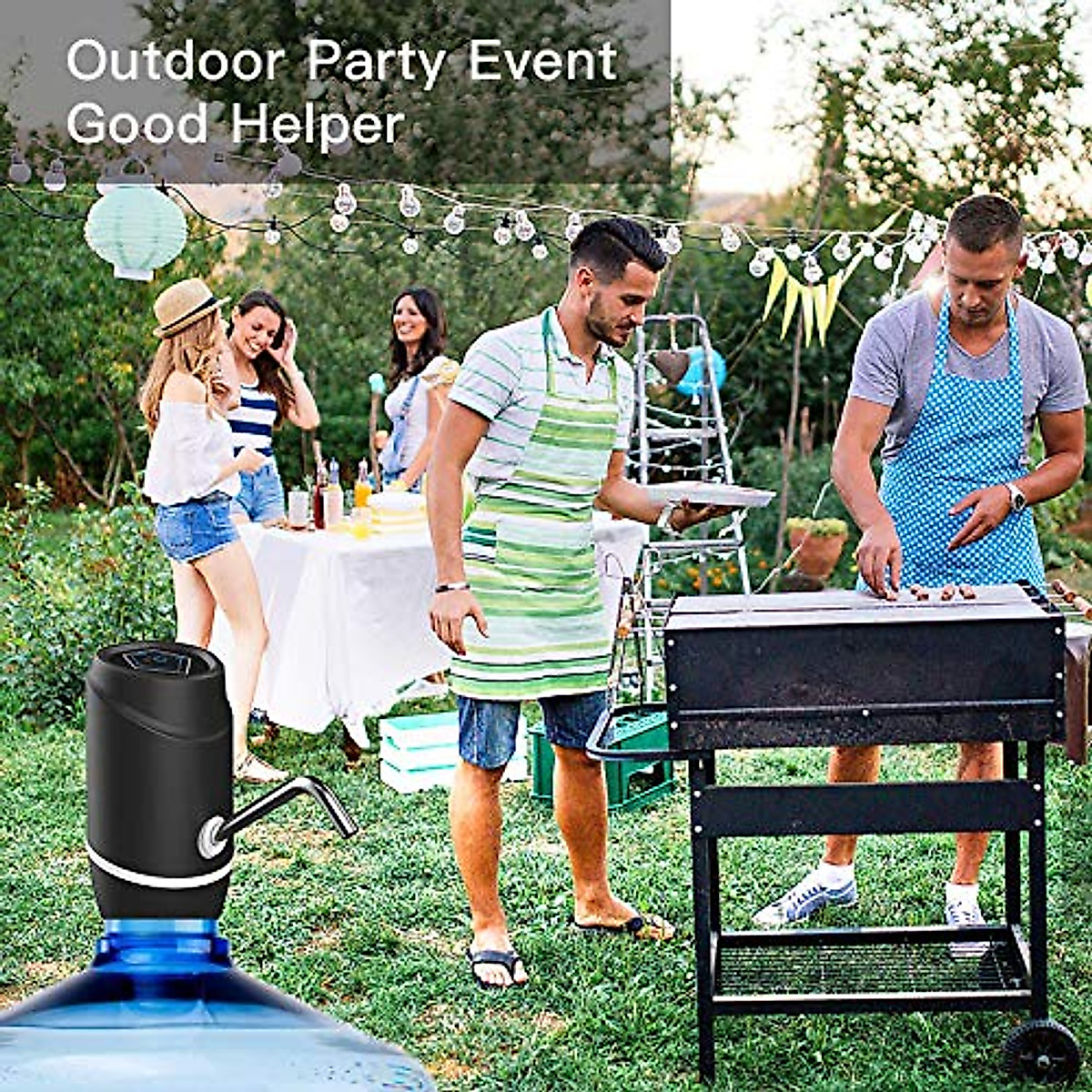 5 Gallon Water Dispenser,Electric Drinking Water Pump Portable Water Dispenser Universal USB Charging Water Bottle Pump For 2-5 Gallon With 2 Silicone