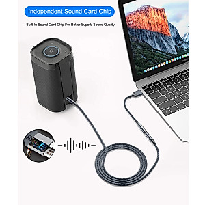 AkoaDa USB to Audio Jack Adapter(18cm), External Sound Card Jack Audio Adapter with 3.5mm Aux Stereo Converter Compatible with Headset,PC, Laptop, Linux, Desktops, PS4 and More Device (Grey)