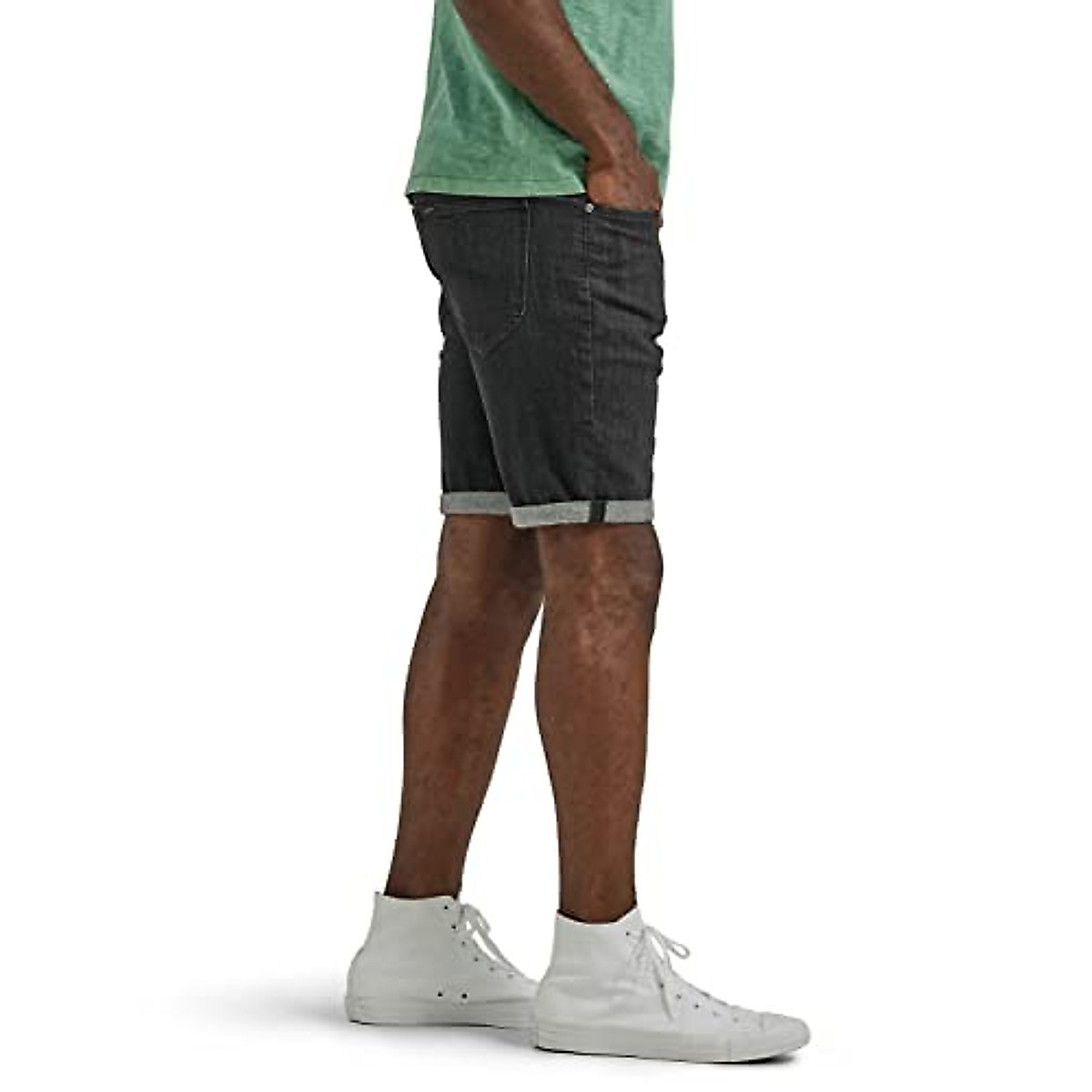 Lee Men's Legendary Regular Fit 5-Pocket Jean Short, Washed Black, 36