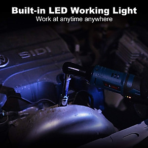 S-LONG Cordless Electric Ratchet Wrench Set, 3/8" 400 RPM 12V Power Ratchet Driver with 10 Sockets, 2000mAh Lithium-Ion Battery and 60-Min Fast Charge