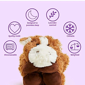 warmies Microwavable Neck & Shoulder Wrap - Heating & Cooling Plush Pad for Calming Relaxation - Weighted & Heated Neck Warmer with Scented Lavender - Microwave Heat Pad for Aches & Pain - Horse