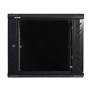 AEONS Professional Wall Mount 19-Inch IT Server Rack Network Cabinet Enclosure 9U 16" Switch-Depth Glass Door Black