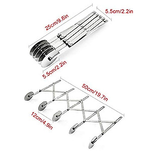 5 Wheel Pastry Cutter, Stainless Pizza Slicer, Expandable Pizza Slicer Multi-Round Pastry Knife Baking Cutter Roller Cookie Dough Cutter Divider
