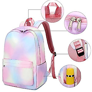 CAMTOP School Backpacks for Teen Girls Rainbow Backpack School Bookbags Set Lunch bag Pencil Case (Y064/Rainbow)