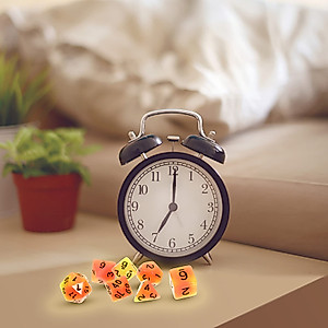 Glow in The Dark Dice Polyhedral Dice Set for RPG Farkle Bunco Teaching Math Table Board Game, Glowing Orange, 7 Pack