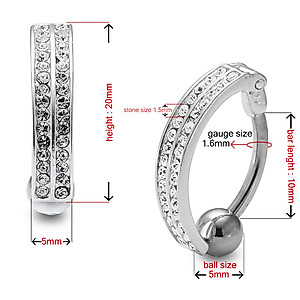 White Gemstone Fancy Curved Style Reverse Bar 925 Sterling Silver with Stainless Steel Belly Button Navel Rings